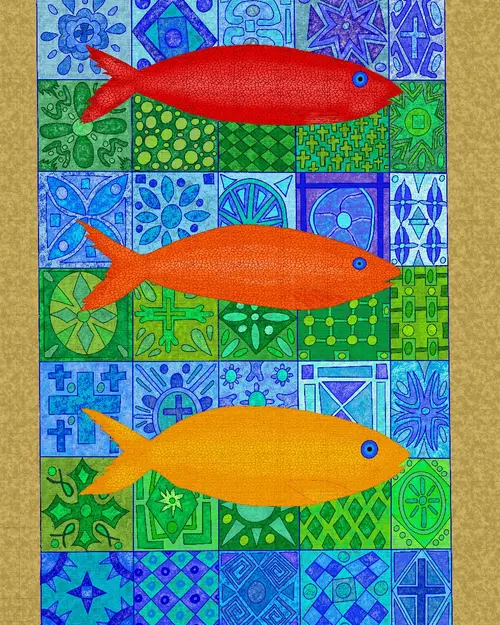 Three Fish with Tiles by Raoul Ruffo - Peggy